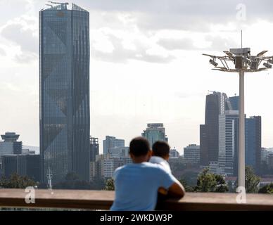 Addis Ababa, Ethiopia. 18th Feb, 2024. Tourists take a selfie with the ...