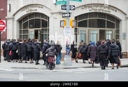 4 anonymous Orthodox Jewish school girls walk home together wearing the ...