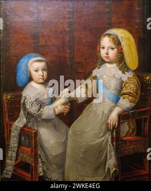 Louis XIV with his brother Philip duke of Orleans, 1642, Charles ...