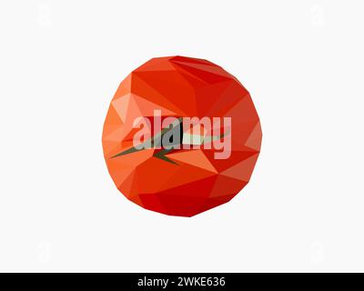 Low poly red tomato isolated on white background. 3D. Vector ...