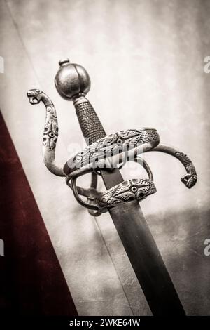 Handmade metal decorative snake. Reptile made of motorcycle parts chain ...