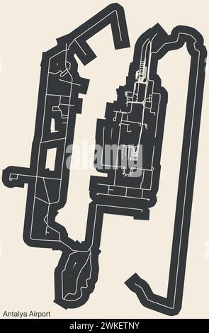 Terminals layout plan of the ANTALYA AIRPORT (AYT), ANTALYA Stock ...