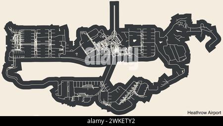 Terminals layout plan of the HEATHROW AIRPORT (EGLL, LHR), LONDON Stock ...
