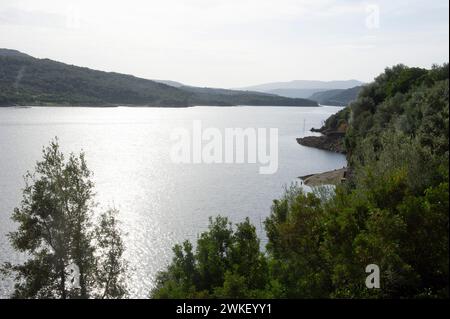17 January 2024 - Italy, Sardinia, province of Oristano, artificial dam ...