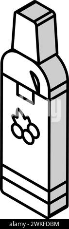 Hand drawn grape seed oil bottle with green watercolor spots Stock ...