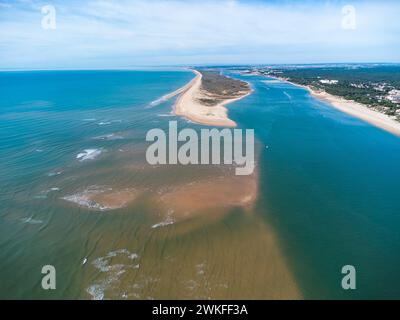 Aerial view of the Rompido Arrow (La Flecha del Rompido), a sand bank ...