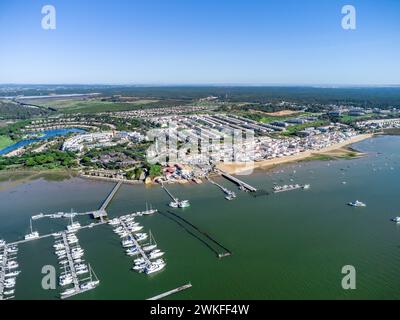 Aerial panoramic view of El Rompido beach village with Marina El ...