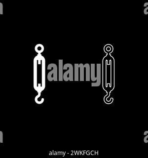 Turnbuckle tensioning wire concept hardware set icon grey black color ...