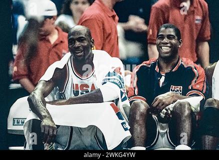 Michael Jordan-R- with Magic Johnson (USA), 1992 Tournament of the ...