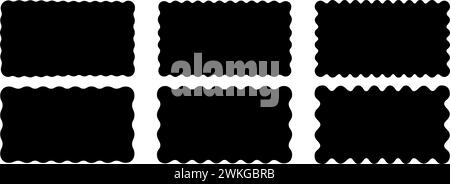 Set or rectangular shapes with wavy borders. Tags or labels, stickers ...