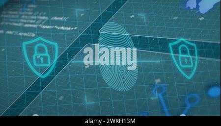Image of fingerprint scan on a screen, cyber security check Stock Photo ...