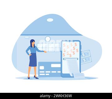 Utility bill online payment concept. Vector flat cartoon illustration ...