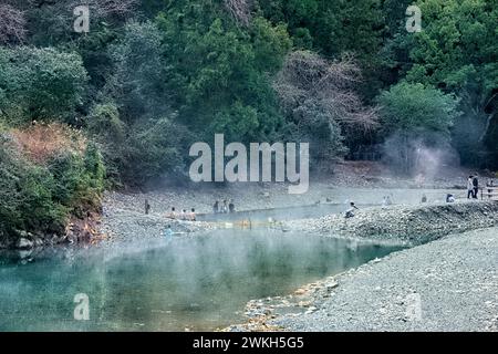 Kawayu Onsen river hot springs along the Kumano Kodo, Wakayama, Japan ...