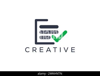 Creative and minimal Document check mark logo vector template. Abstract ...