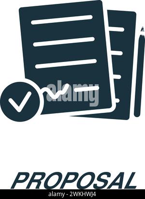 Proposal outline icon. Monochrome simple sign from freelance collection ...