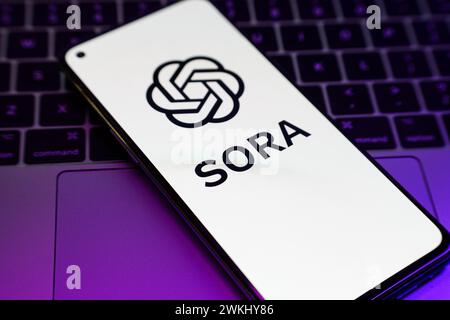 Sora OpenAi new text to video AI model. Sora and Openai logo on screen Stock Photo - Alamy