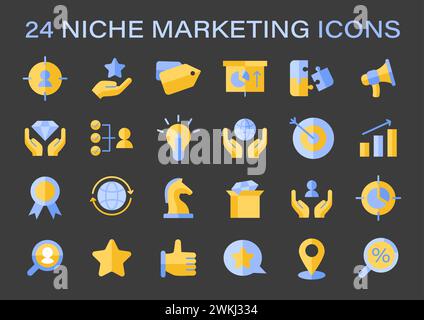 Niche Marketing set. Tailored strategy symbols for targeted audience ...