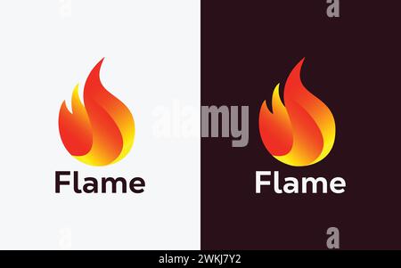 Minimalist Fire Flame logo design vector template. Modern colorful Fire ...