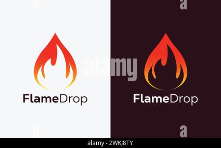 Minimalist Fire Flame drop logo design vector template. Modern colorful ...