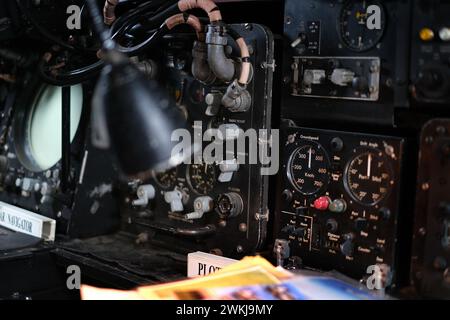 Aircraft analogue instruement panels. Navigator, flight engineer and ...