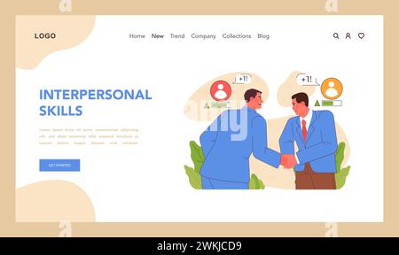 Interpersonal skills concept. Two professionals engage in handshake ...
