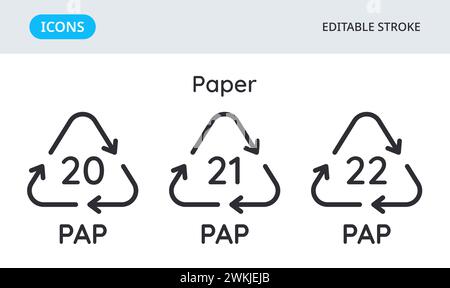 Paper recycling symbol PAP 20 cardboard, vector illustration Stock ...