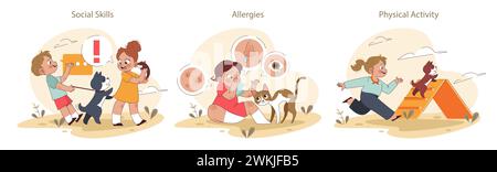 Children and pets set. Exploring responsibilities and joys of pet ...