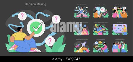 Decision making set. From intuitive to analytical, exploring various decision-making processes ...