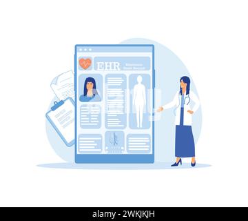 EHR technology. Electronic medical record concept. Patient and doctor ...