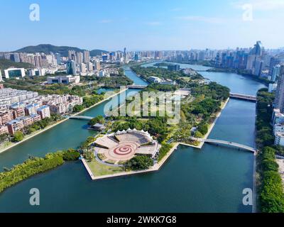 (240221) -- XIAMEN, Feb. 21, 2024 (Xinhua) -- An aerial panoramic drone ...
