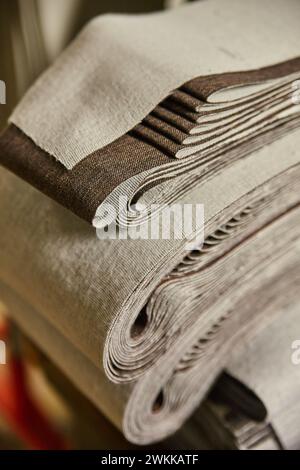 Soft neutral cloth texture close up showing fine woven fabric Stock ...