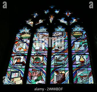 A stained glass window in Durham Cathedral Stock Photo - Alamy