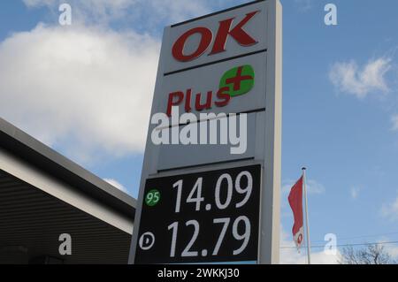 Copenhagen, Denmark /21 February 2024/. OK petrol station in danish ...