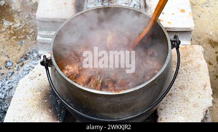A traditional peruvian wood fired cooking stove and pots Stock Photo ...