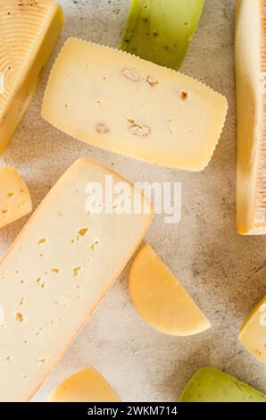 Various kind of craft cheese. Cheese assortment of different types of ...