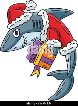 Santa Shark Colored Cartoon Illustration Stock Vector Image & Art - Alamy