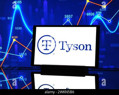 In this photo illustration, the Tyson Foods, Inc. logo seen displayed ...