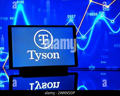In this photo illustration, the Tyson Foods, Inc. logo seen displayed ...