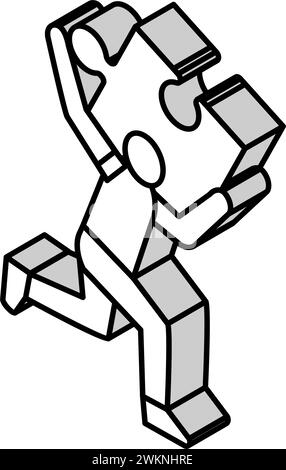 human puzzle jigsaw isometric icon vector illustration Stock Vector ...