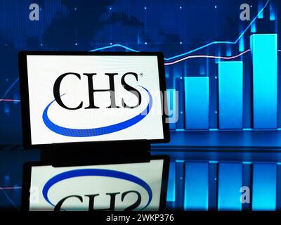 In this photo illustration, the CHS Inc. logo seen displayed on a ...