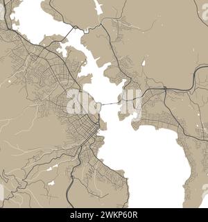 Map of Hobart, Australia. Detailed city vector map, metropolitan area ...