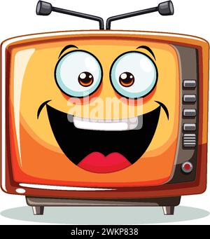 Colorful animated television with a happy face Stock Vector Image & Art ...
