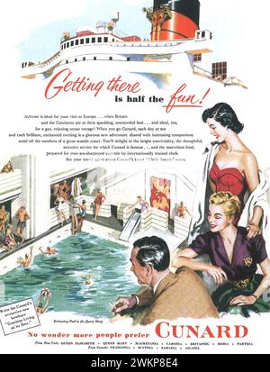 1950s Cunard Lines ad - Getting There Is Half The Fun Go Cunard Stock ...