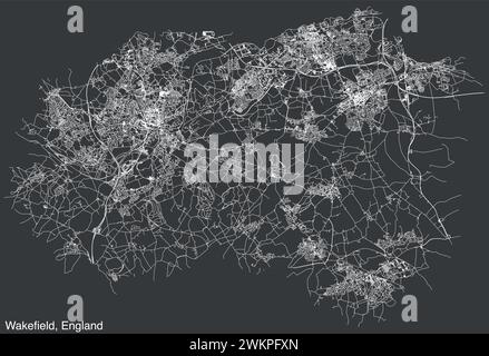 Street roads map of the British city of WAKEFIELD, ENGLAND Stock Vector ...