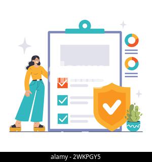 Internal Controls concept. Confident woman stands by checklist ...