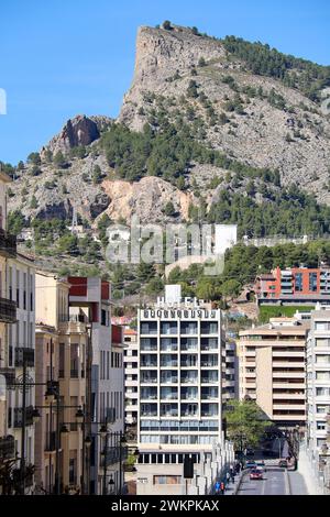 Alcoy, Alicante, Spain- February 18, 2024: Lonely illuminated street in ...