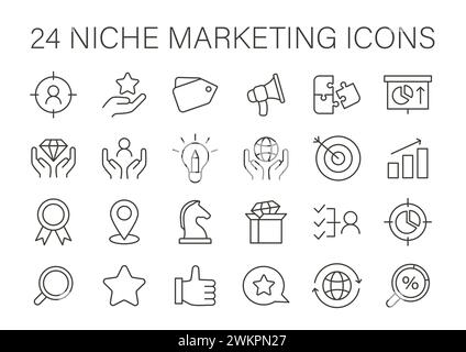 Niche Marketing set. Tailored strategy symbols for targeted audience ...