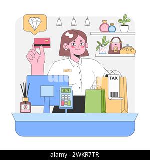 Retail Checkout Experience. Friendly cashier at a store counter ...