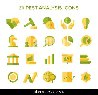 PEST analysis icon set. Visual metaphors for business strategy ...