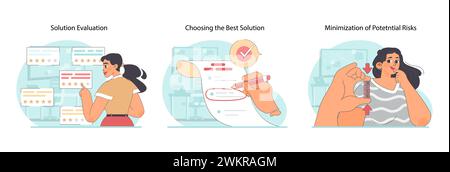 Solution assessment set. Stages of processing complicated situation ...